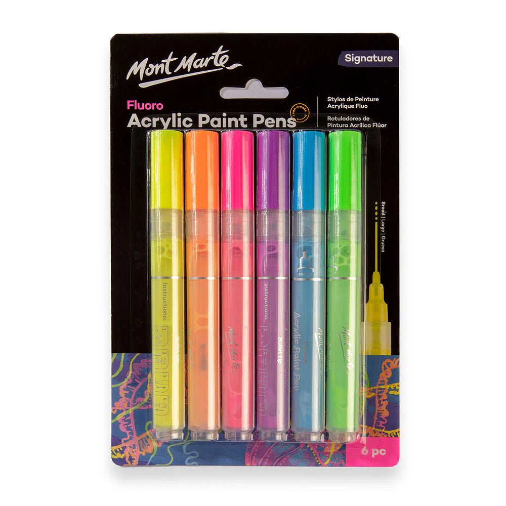 Mont Marte Acrylic Paint Pens Fluoro 6pk — Cortella